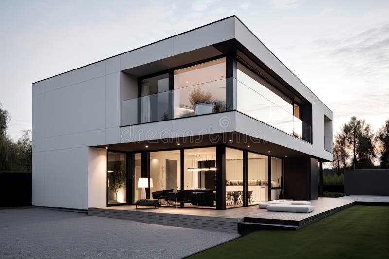 Minimalist Home Exterior with Sleek Lines and Modern Features Stock ...