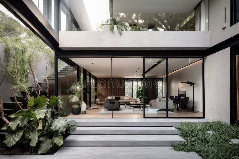 Minimalist Home, with Focus on Natural Elements and Greenery Stock ...