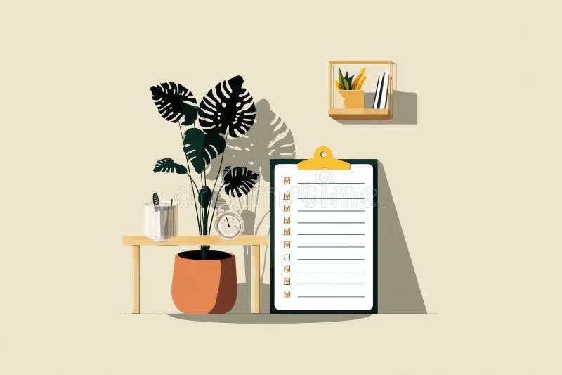 Minimalist Home Office Design Featuring a Task Planner, Decorative ...