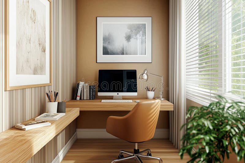 Minimalist Home Office Nook Stock Illustration - Illustration of small ...