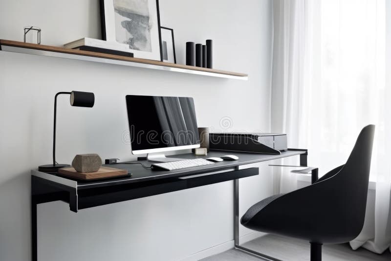 Minimalist Home Office with Sleek Desk, Minimalist Decor, and Wireless ...