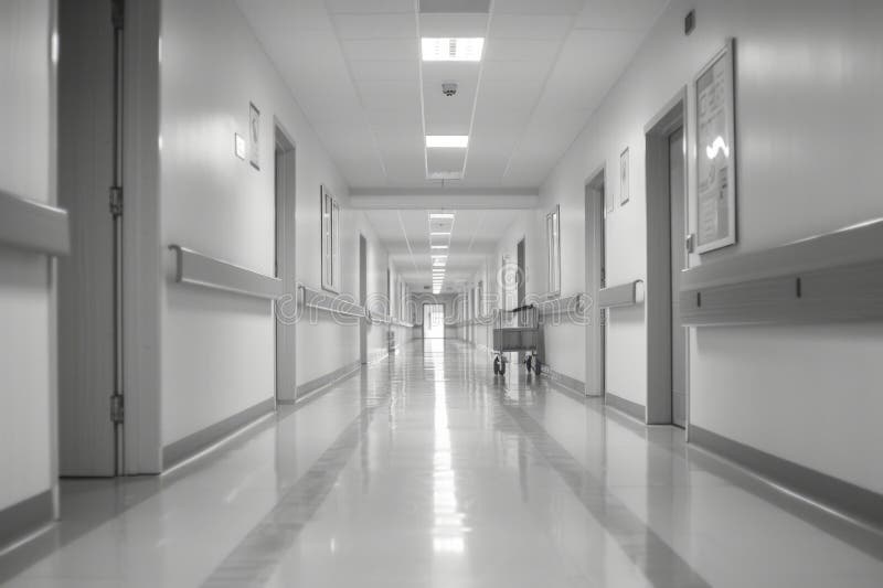 Minimalist Hospital Corridor with Modern Design and Clean Lines Stock ...