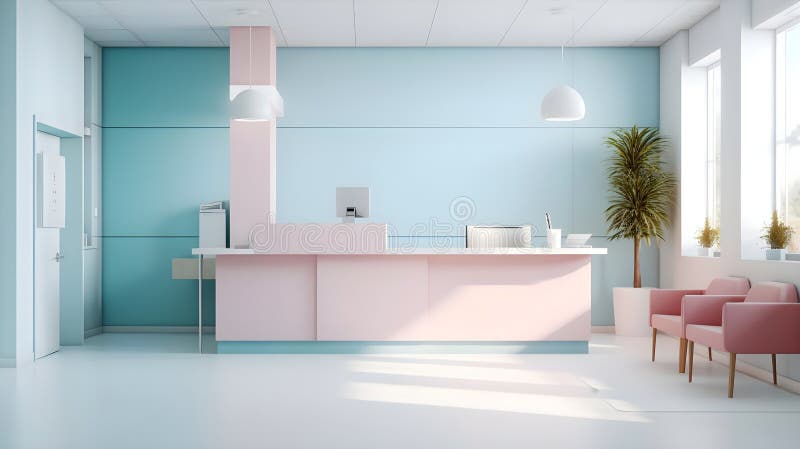 Minimalist Hospital Reception Counter Area with a Modern Counter Design ...