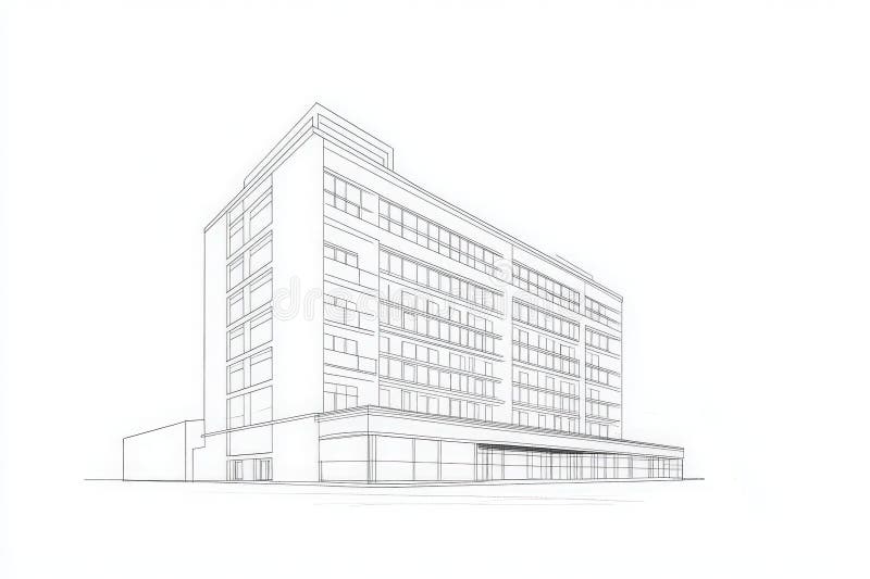 Minimalist Hotel Building Outline Showcasing Clean Design Elements and ...