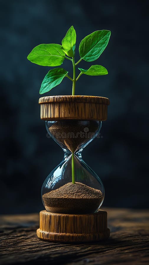 A Minimalist Hourglass Gradually Morphing into a Sprouting Plant ...