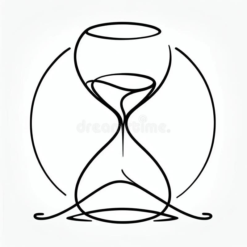 Minimalist Hourglass Line Drawing Made with a Single Continuous Black ...