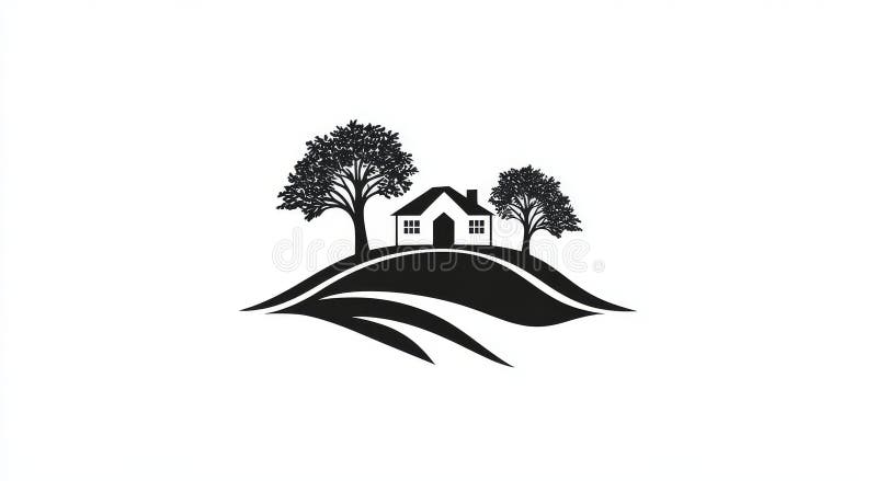 Minimalist House Illustration Represents a Simple Home Design in Black ...