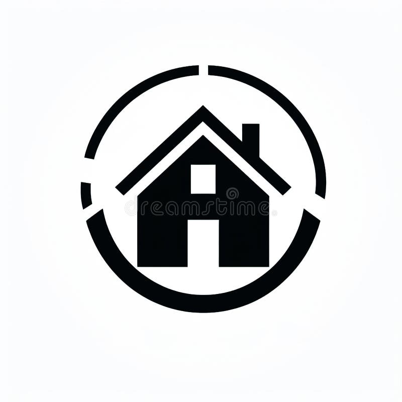 Minimalist House Logo Silhouette on White Background Stock Illustration ...
