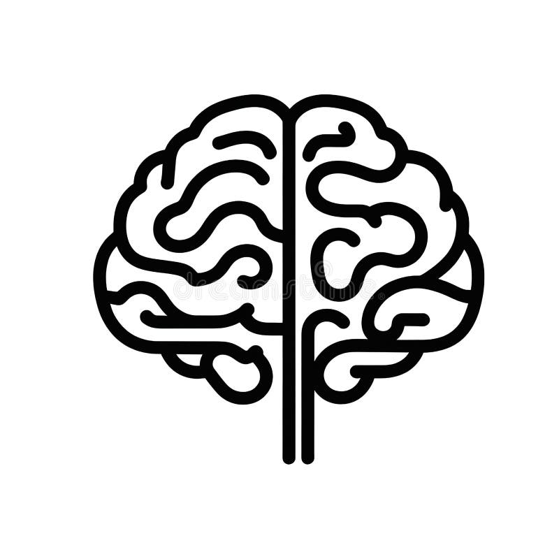 Minimalist Human Brain Silhouette Logo on White Background Stock ...