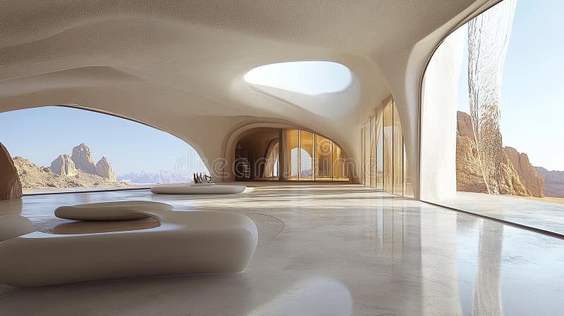Minimalist Ice Pod Inside Desert House . Stock Image - Image of estate ...