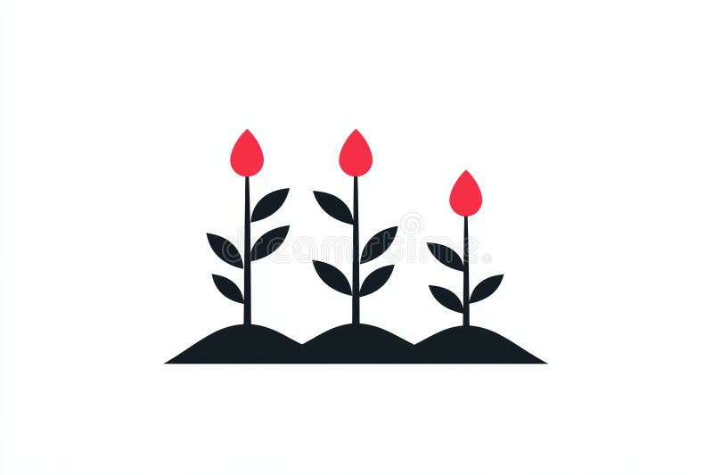 Minimalist Icon for Business Growth Concept with Plants and Soil Stock ...