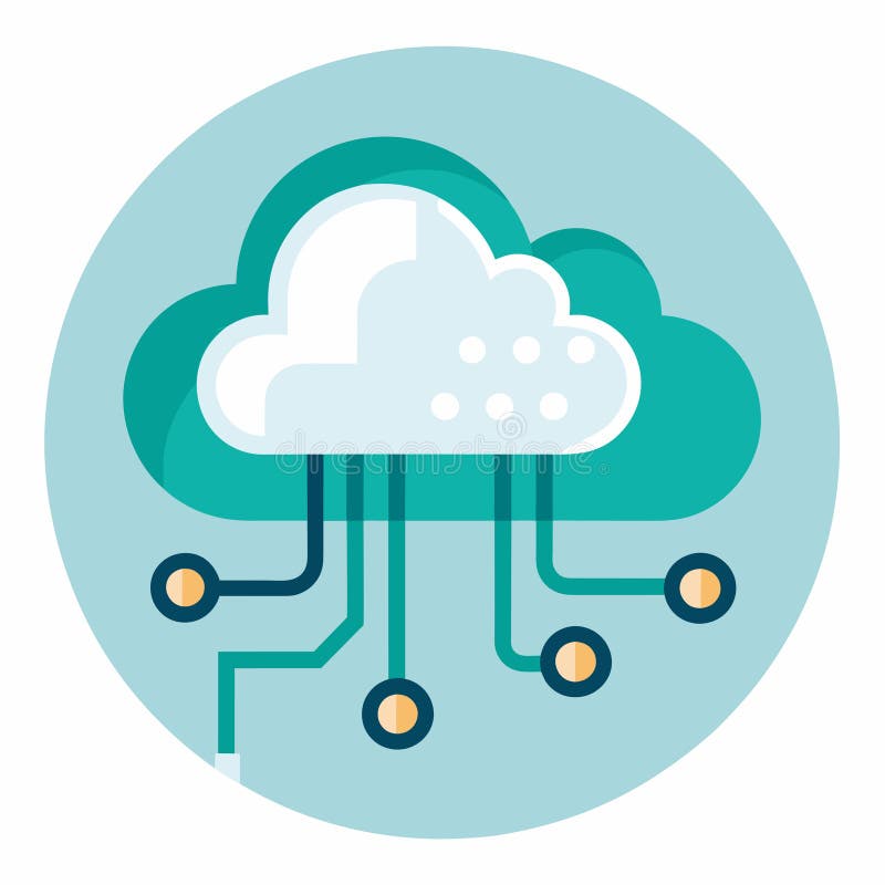A Minimalist Icon Depicting a Cloud with Connected Lines, Symbolizing Data Storage and ...