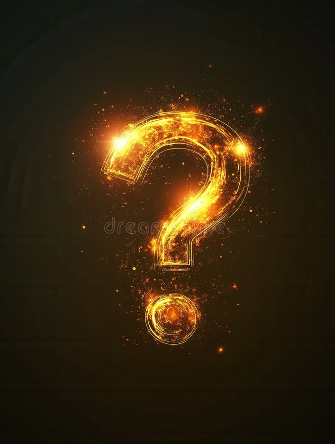 Minimalist Icon Featuring a Glowing Question Mark with Light Bursts in ...