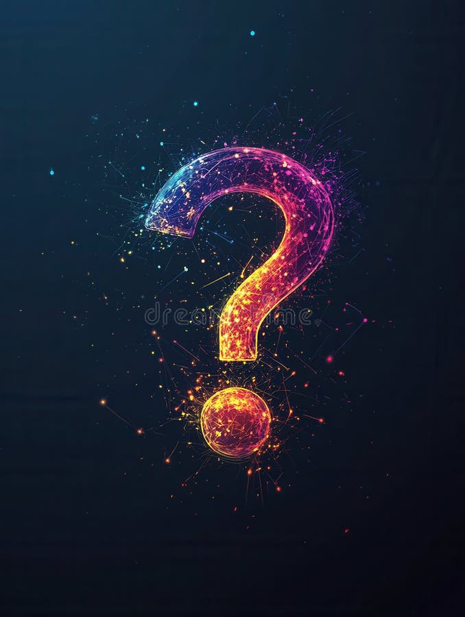 Minimalist Icon Featuring a Glowing Question Mark Surrounded by Light ...
