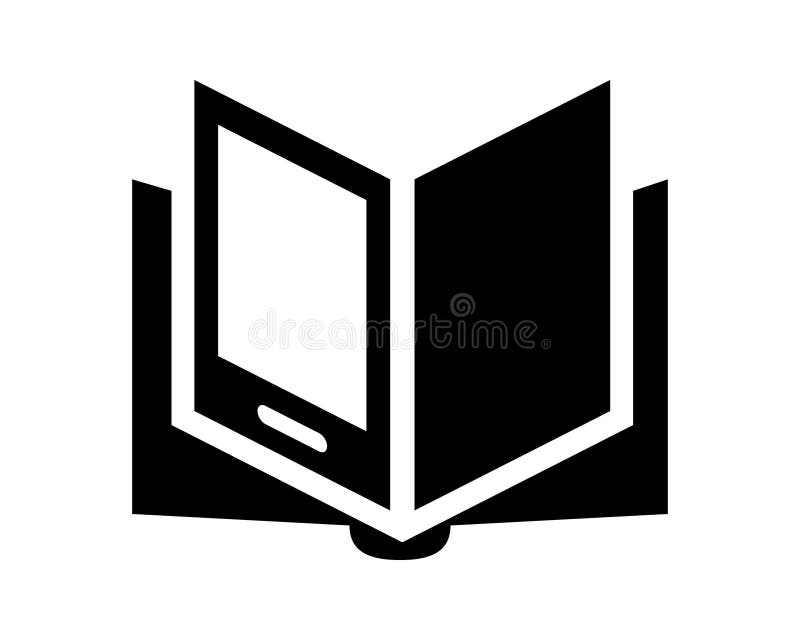 Minimalist Icon of an Open Book with a Screen Inside. Symbolizes ...
