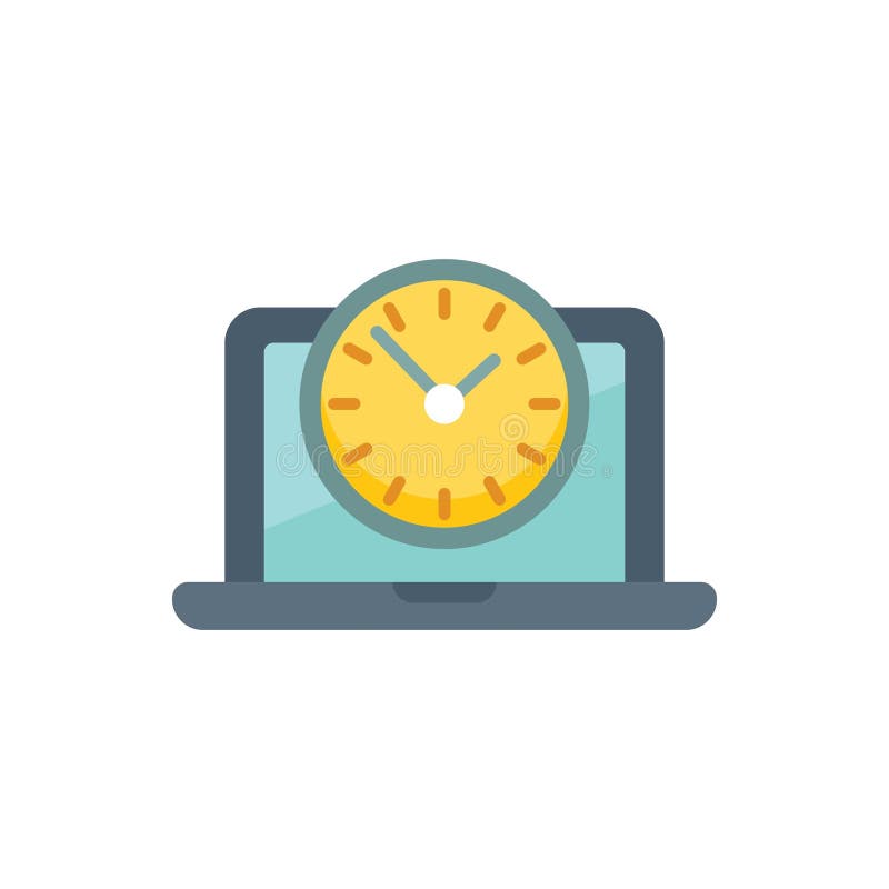 Laptop Showing Time Management Icon with Clock Displaying Working Hours ...
