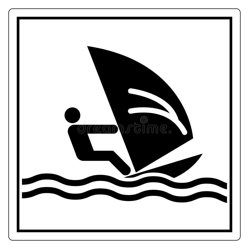 Minimalist Icon of Windsurfer Sailing on Water Surface with Dynamic ...