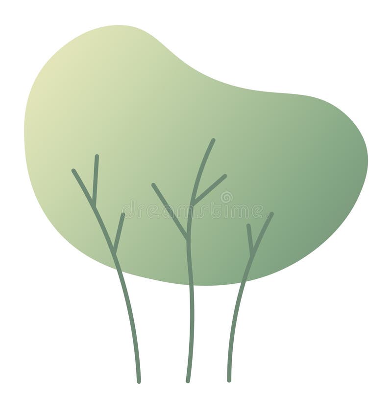 Minimalist Illustration of an Abstract Tree with a Green Gradient Blob ...