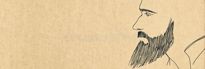 Minimalist Illustration of a Beard on Craft Paper Texture Creating an ...