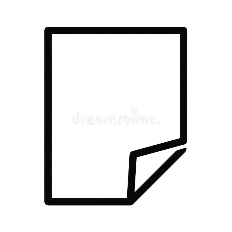 Minimalist Illustration of a Blank Paper Sheet with a Folded Corner ...