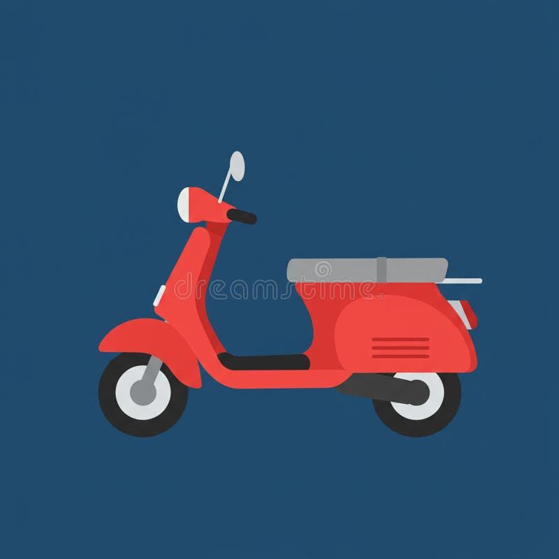 A Minimalist Illustration of a Classic Red Scooter with a Gray Seat ...