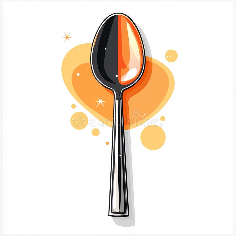 Minimalist Illustration of a Clean Spoon with Vibrant Background ...
