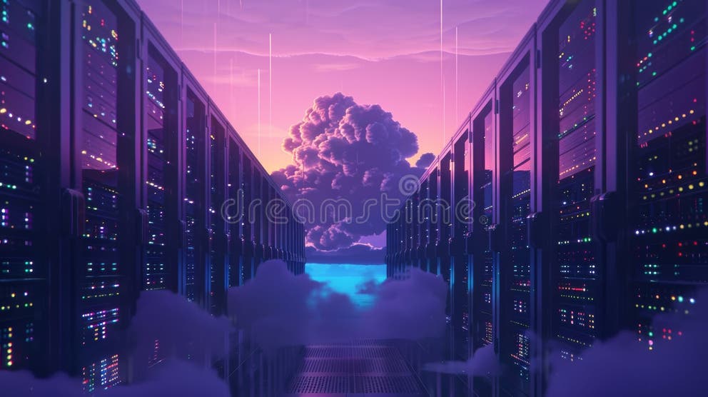 Minimalist Illustration of Cloud Server Security Stock Illustration ...