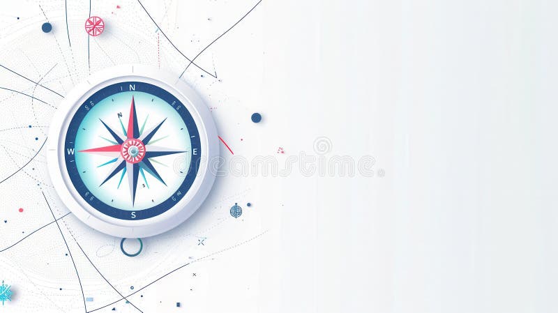 Minimalist Compass Illustration with Clear Lines on White Background ...