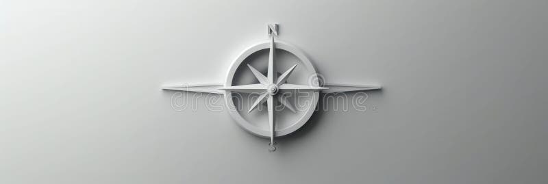 A Minimalist Illustration of a Compass with a White Design on a White ...