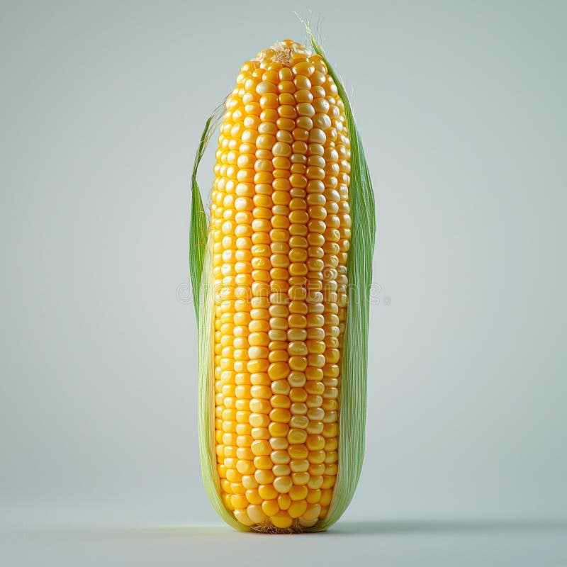 Minimalist Illustration Corn Cob Featuring Bright Kernels Clean White ...