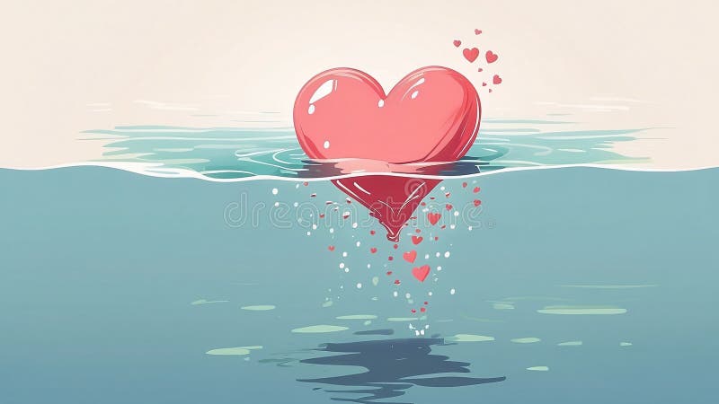 Cute Heart Swimming Illustration Stock Photo - Image of pink, romance ...