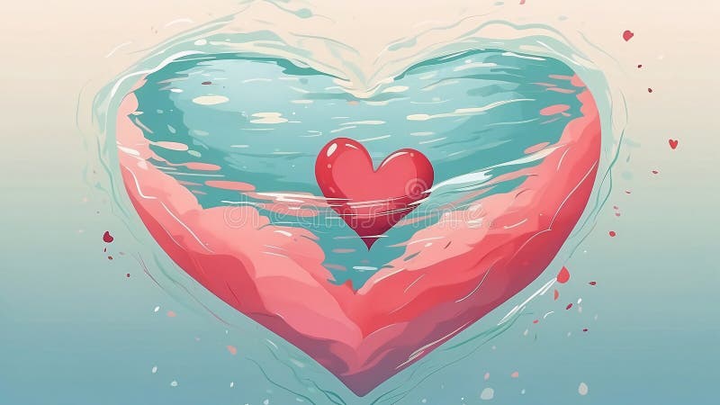 Cute Heart Swimming Illustration Stock Image - Image of minimalist ...