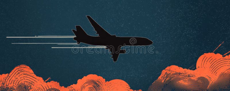 Minimalist Illustration of a Dynamic Flying Airplane in Abstract Design ...