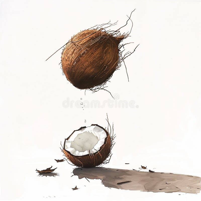 A Minimalist Illustration of Falling Coconut Fruit, Showcasing Its ...
