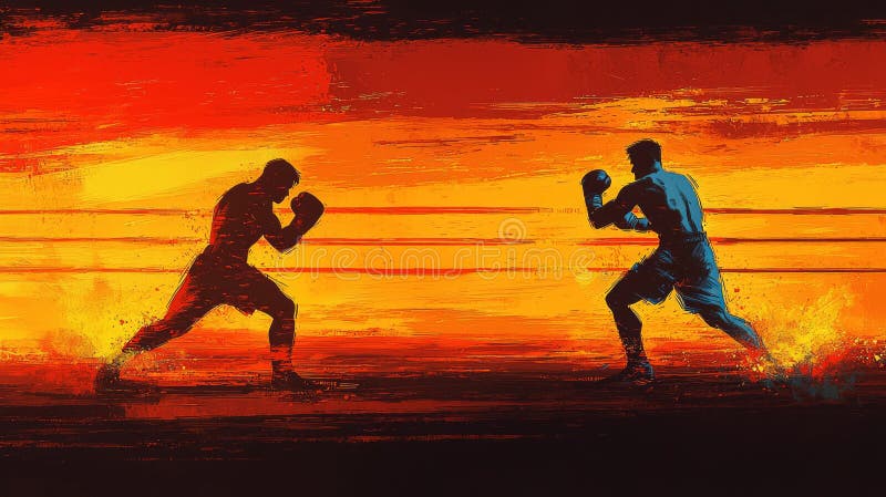 Minimalist Illustration Features Boxing Ring Abstract Silhouettes ...