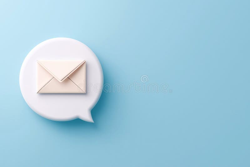 Minimalist Illustration Featuring Message Icon with Envelope on Light ...