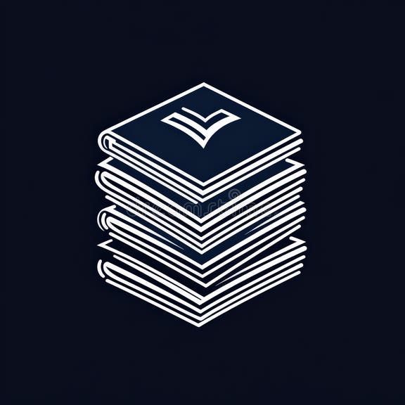 Minimalist Illustration of Stacked Books with Open Page Design Stock ...