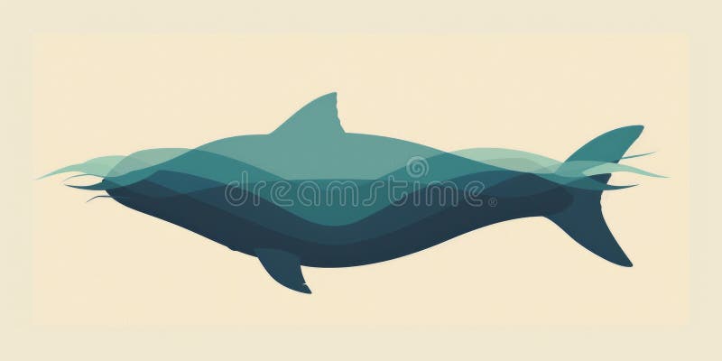 A Minimalist Illustration of a Fish Swimming through the Ocean, with ...