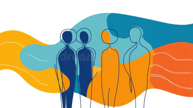 A Minimalist Illustration of Four People Standing Together Symbolizing ...