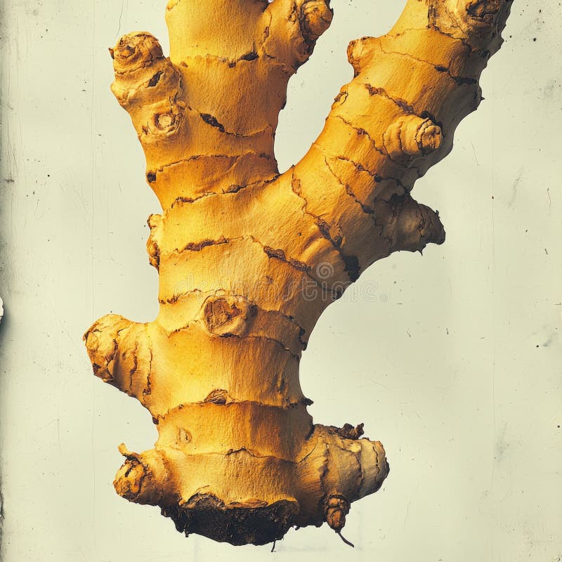 Minimalist Illustration Ginger Root White Background Featuring Elegant ...