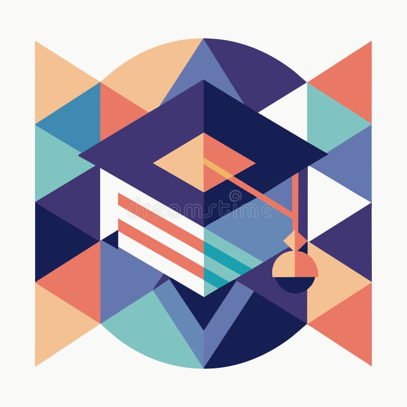 A Minimalist Illustration of a Graduation Cap Created with Geometric ...