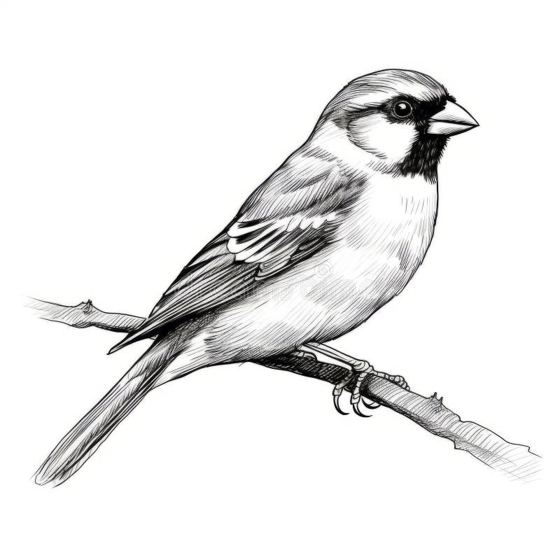 Minimalist Illustration of House Sparrow Side View Sketch Stock ...
