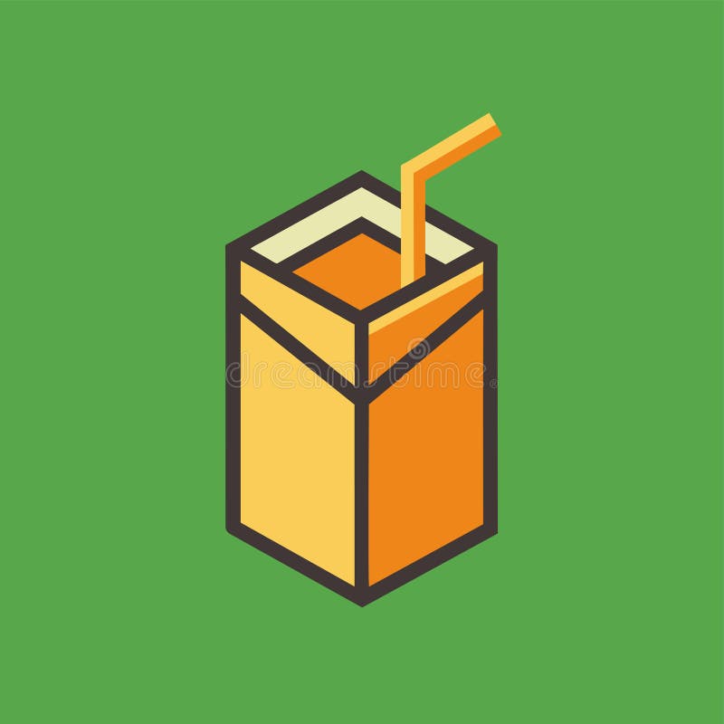 A Minimalist Illustration of a Juice Box with a Straw, Rendered in a ...