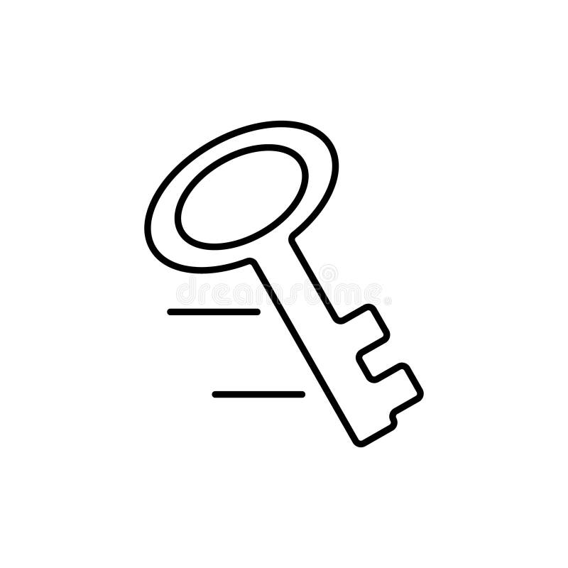 A Simple Line Drawing of a Key in Motion Suggesting Speed and Action ...