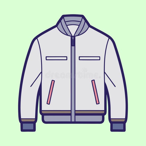 Minimalist Illustration of a Modern Varsity Jacket with Pockets and ...