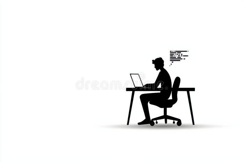 Minimalist Illustration of a Programmer Focused on Coding in a Modern ...