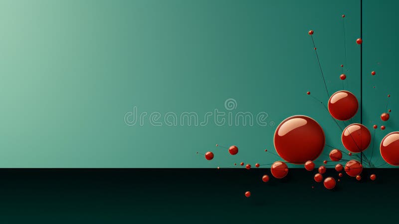 Minimalist Illustration Red Element on Green Backdrop for Elegant Flat ...