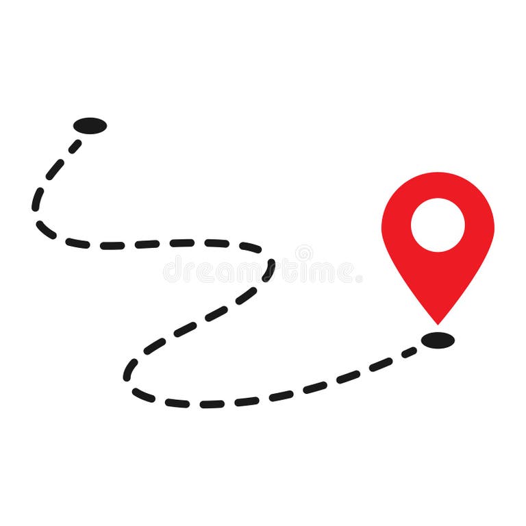 Minimalist Roadmap with Start Point and Destination Marker Stock ...