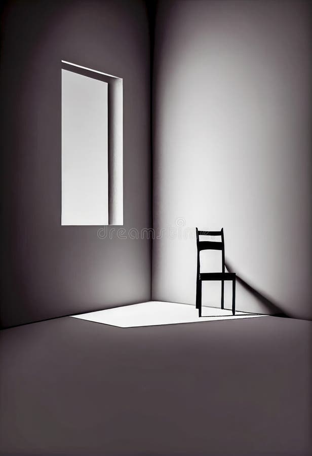 Minimalist Illustration of a Room, Window and Chair. Ia Generative. Stock Illustration ...