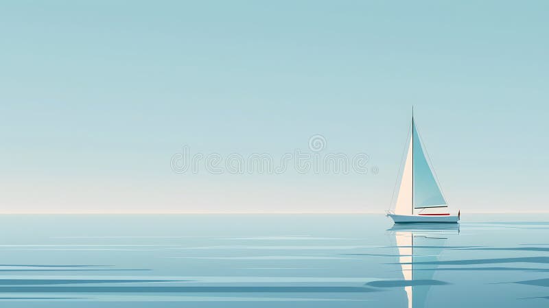 Minimalist Illustration of a Sailboat on Water. this is AI Generative ... Minimalist Illustration of a Sailboat on Water. this is AI Generative ...